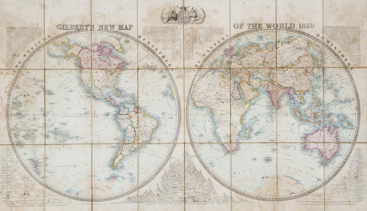 Gilbert's new map of the world, 1850 - Douglas Stewart Fine Books