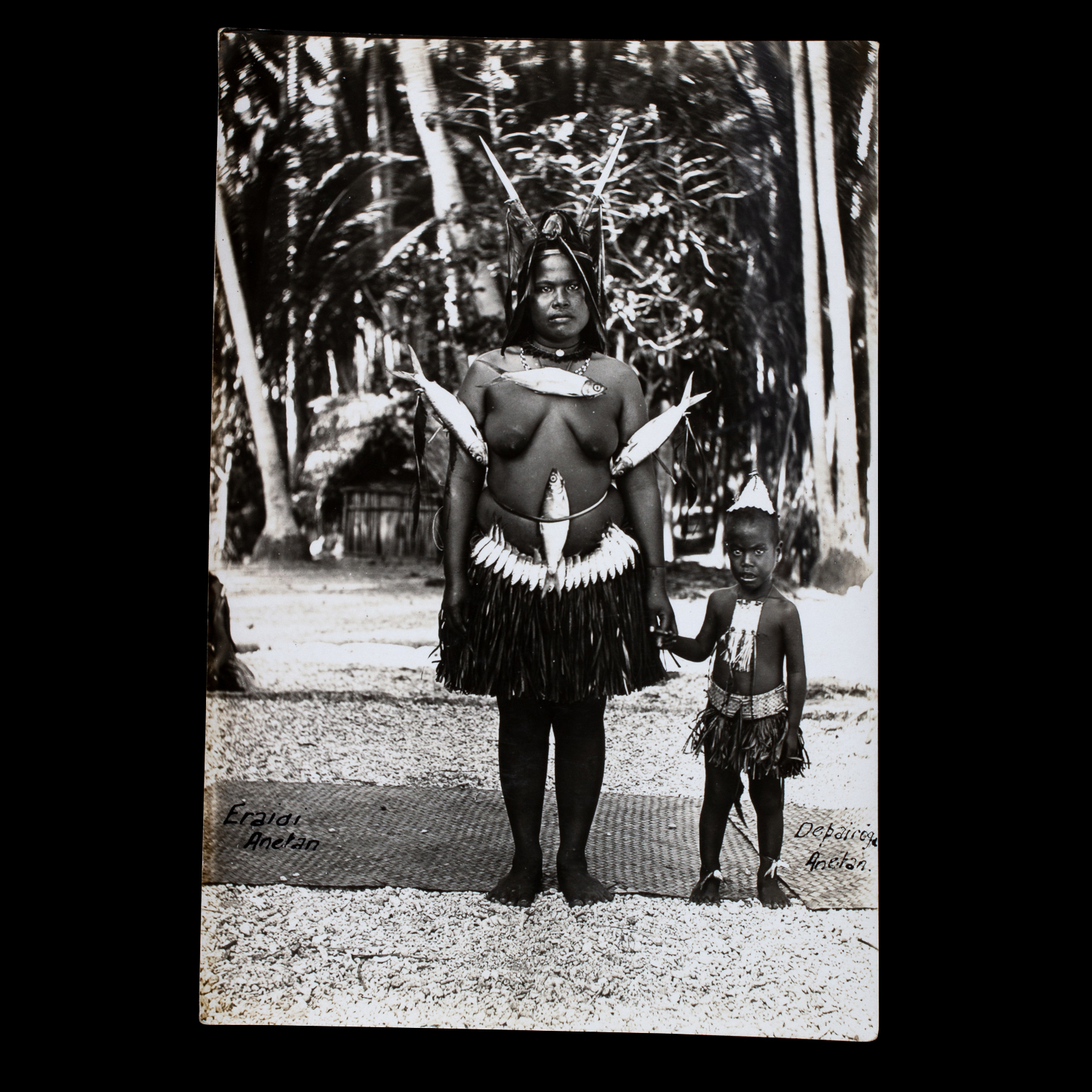 Woman wearing a fish dance ceremonial costume, Anetan district, Nauru ...