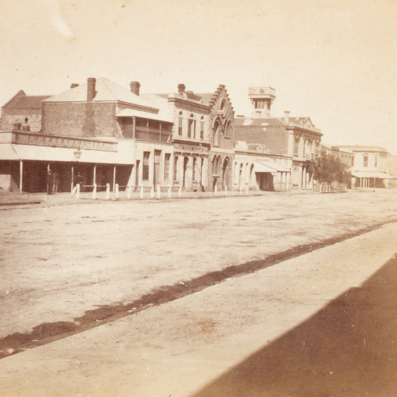 A pair of very early stereoview photographs of Adelaide streets, circa ...