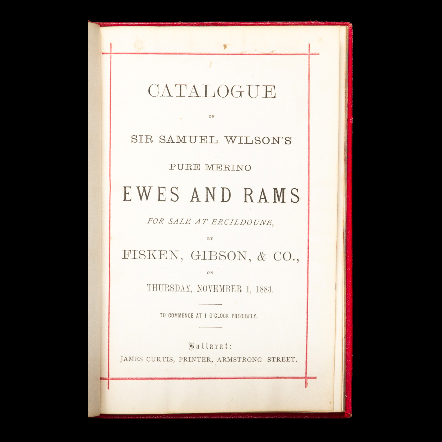 Catalogue of Sir Samuel Wilson's pure merino ewes and rams for sale at ...