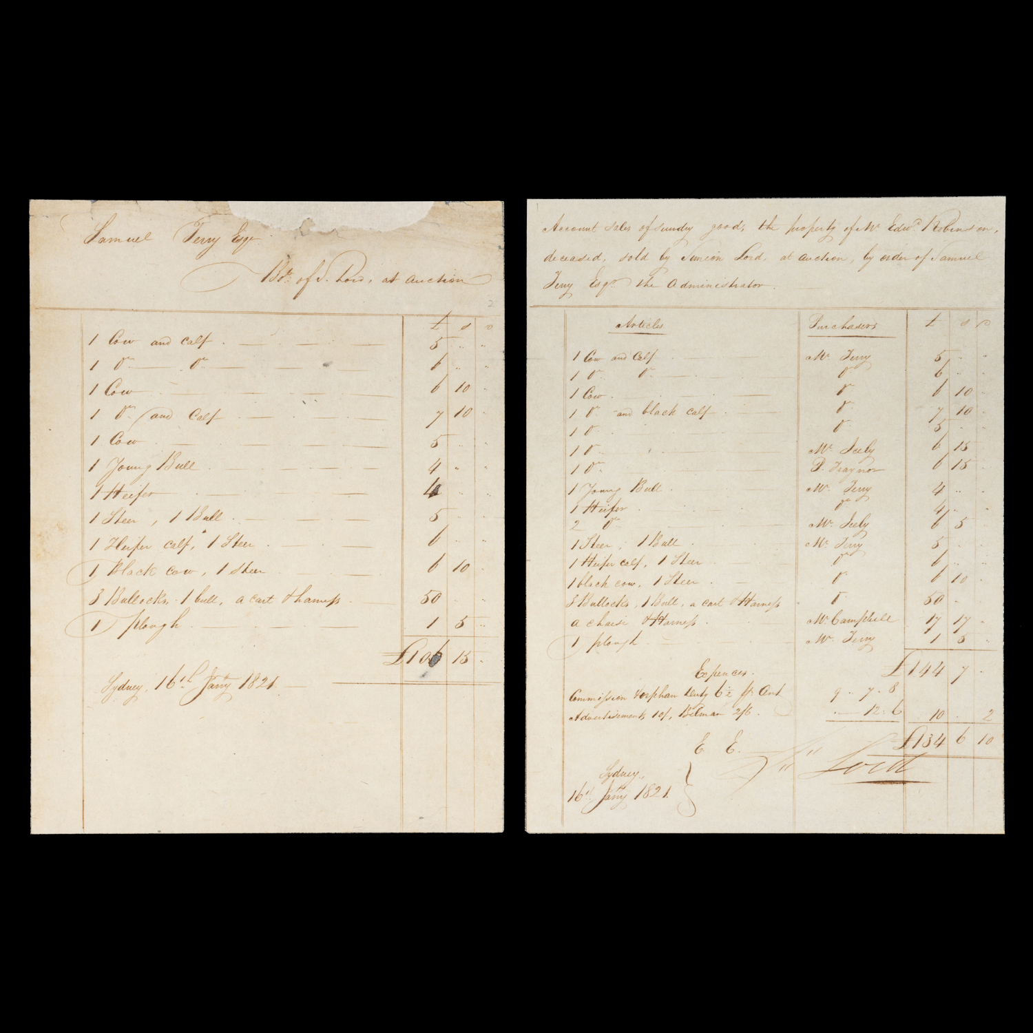 [SYDNEY] Manuscript list of the effects of Third Fleeter Edward ...