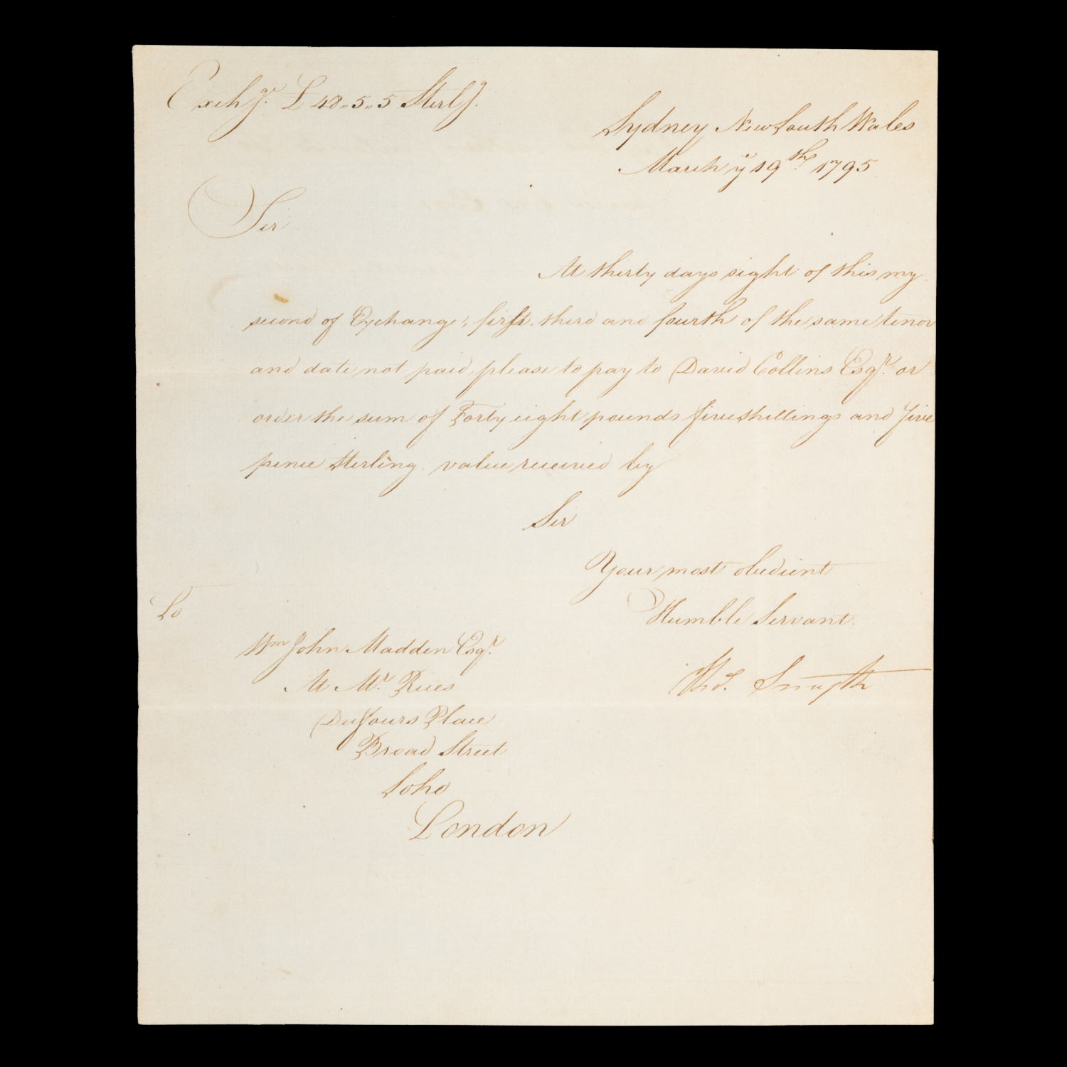 [SYDNEY] An important letter to Thomas Smyth’s banker in London ...