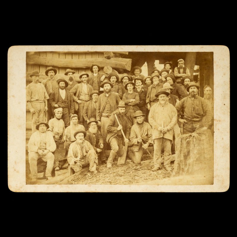 Large group of gold miners at Mount Egerton, near Ballarat, circa 1890 ...